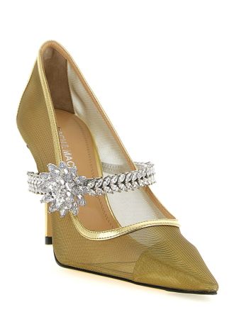 Mach & Mach Womens Crystal-Embellished Mesh Pump Gold Polyamide