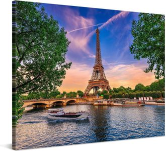 Picanova Leinwandbild 100x75cm Eiffelturm Paris - Leinwanddruck - Wandbild Kunstdruck Auf 2cm Holz-Keilrahmen Für Schlaf- Und Wohnzimmer Wanddekoration - Bild 