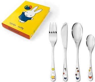Zilverstad 6827030 Kinderbesteck Miffy spielt, 4-teilig, Edelstahl, silberfarben, 21.5 x 15.5 x 2.5 cm