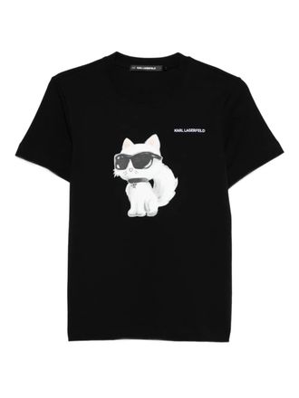 Karl Lagerfeld t-shirt à imprimé chat - Noir