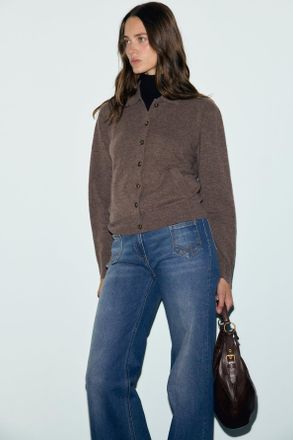 Gerard Darel Gilet &agrave; col en laine - RAYNE - Marron