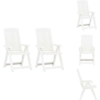 vidaXL Chaises inclinables de jardin lot de 2 Plastique Blanc - Chaise De Jardin - Chaise Pliante - Mobilier De Jardin - Fauteuil De Jardin - Terrasse