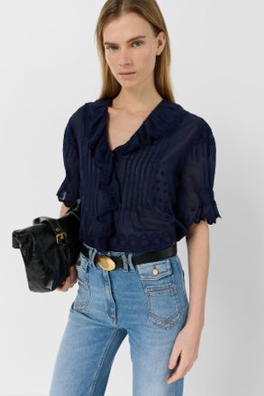 Gerard Darel Chemise brod&eacute;e en voile de coton - CEYLIA - Marine