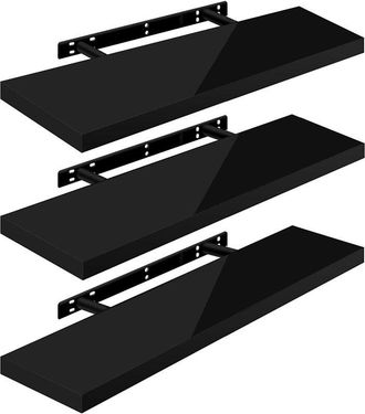 Woltu Woltu - 3 x Étagère Murale, Tablette Murale Panneau de Bois, Étagère Flottante, Étagère à Livres, 90x22, 9x3, 8cm, Nior RG9481sz-3