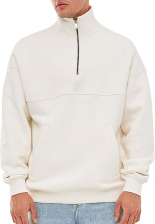 Johnny Urban Sweatshirt mit Rei&szlig;verschluss Herren & Damen Creme - Cooper - Half Zip Sweater Pullover aus Baumwolle - Oversized Troyer Mit K&auml;ngurutasche - Stehkrage