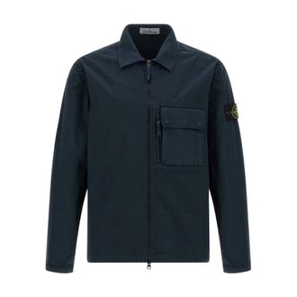 Stone Island Homme, Vestes, Bleu, Taille: XL Veste Bleue avec Plusieurs Poches