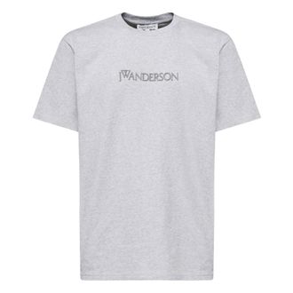 J.W.Anderson Graues T-Shirt mit gesticktem Logo - - Tops - Herren - Grau - M