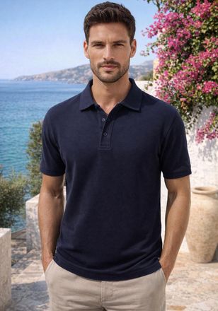 Man's World Poloshirt MANS WORLD, Herren, Gr. 60/62 (XXL), blau (marine), Piqu&eacute;, Obermaterial: 100% Baumwolle, unifarben, Basic, regular fit, Rundhals, Flachstric