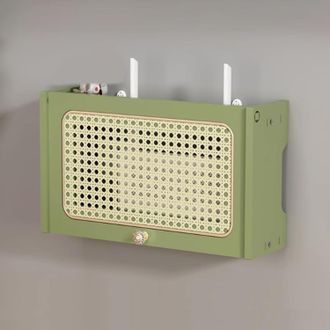 Generic Set-Top-Router-Aufbewahrungsbox aus Holz, wandmontierter WLAN-Versteck, Schrank, unsichtbar, Modem-Rack-Abdeckung, for B&uuml;ro und Zuhause(Green,40cm/15.