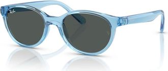 Ray-Ban unisex, Accessoires, Bleu, Taille: 45 MM Lunettes de soleil Junior en Bleu Transparent/Gris Foncé