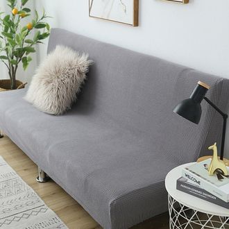 Generic Sofabezug Ohne Armlehnen Jacquard Plaid Einfarbig Stretch Antirutsch Sofa Schutz Schonbezug F&uuml;r Schlafsofa Bett Futonbezug Waschbar Schmutzabweisend(L