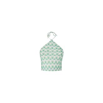 Missoni Top aus Viskose mit Blumenmuster und Neckholder-Ausschnitt - - Tops - Damen - Gr&uuml;n - XS