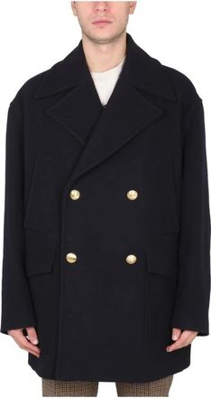 Palm Angels Homme, Manteaux, Bleu, Taille: L Manteau Crois&eacute; avec Broderie