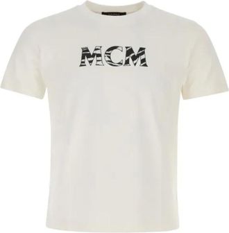 MCM Mcm, Femme, Tops, Blanc, Taille: 44 FR Logo Cotton T-Shirt