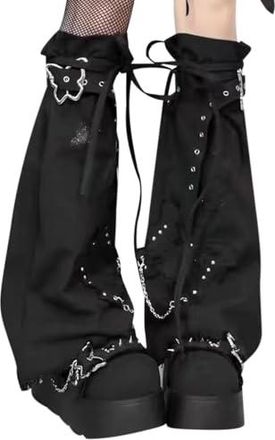 Generic Jambi&egrave;res - Jambi&egrave;res gothiques papillon avec cha&icirc;ne - Tenue de cosplay - Chaussettes hautes - Pour femmes, filles,, hiver, automne, No&euml;l, Halloween, 