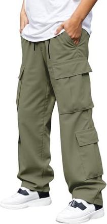 Generico Pantalon cargo pour homme avec poches multiples fermeture &eacute;clair Slim Pantalon de travail imperm&eacute;able pantalon r&eacute;tro pantalon de surv&ecirc;tement pour homm