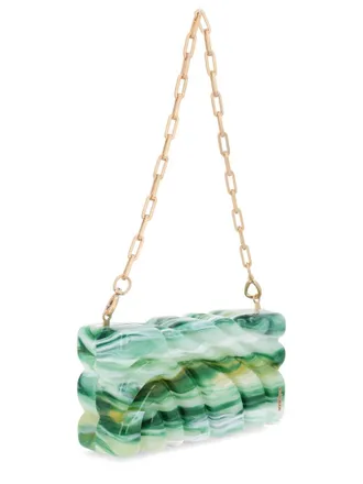 Cult Gaia Womens Aura Clutch Bag Green Acrylic