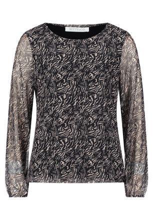 Betty & Co Damen Blusenshirt mit Raffung L, Black-Nature