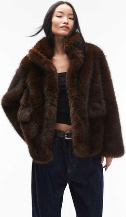 Arket Veste en fausse fourrure &agrave; poches avant - Marron-Brown