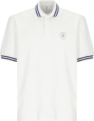 Brunello Cucinelli Homme, Tops, Blanc, Taille: L Polo &agrave; deux boutons