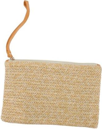 Yarnow Sac Pochette Paille Tiss&eacute;e Petite pour Femme Porte-monnaie Zip &agrave; Main Grand Compartiment pour Smartphone et Cl&eacute;s &Eacute;l&eacute;gant Sac Plage Cadeau Pratique et 