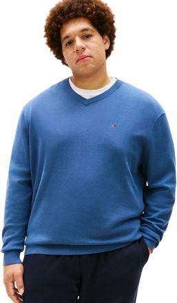 Tommy Hilfiger Herren Bt-Essential Cotton V Neck-B Mw0Mw43012 Pullover, Blue (Aegean Sea), 5XL/Mehr