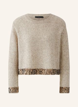 Oui Pullover Mit Pailletten beige