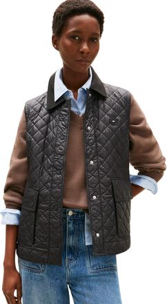 Tommy Hilfiger Damen Weste Padded Nylon Slim Quilted Gesteppt, Schwarz (Black), M