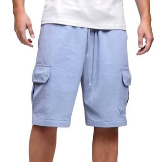 Generic Short court pour homme de couleur unie, short cargo d&eacute;contract&eacute;, taille &eacute;lastique, cordon de serrage, short de plage d&eacute;t&eacute;, bleu ciel, XXL