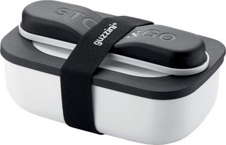 Guzzini On The Go, STORE&GO Set Lunchbox mit Reisebesteck - Weiß, 20 x 12 x h7 cm | 900ml - 17110211
