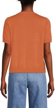 Lands End Merinopullover mit kurzen Ärmeln, Damen, Größe:48-50 regular, Braun, Wolle, by Lands End