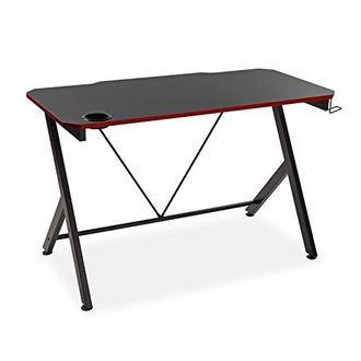 VERSA Pablo Bureau informatique Bureau Sécretaire Poste de Travail Table détude pour Ordinateur Gaming, avec trou pour boisson, porte-casque, 3 tiroirs, 76 