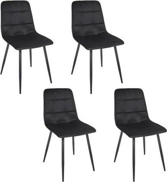 The Home Deco Factory HD0325, Set mit 4 schwarzen Mateo-Stühlen, Les PTits Prix, Möbel, Sitz, Tischsessel, Stuhl, 45 x 88 x 52 cm, Sitzhöhe 48 cm, Schwarz