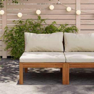 vidaXL Canapé de milieu sectionnel avec coussin blanc crème Acacia