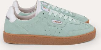 Faguo Baskets cuir su&egrave;de bleu gris&eacute;