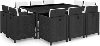 vidaXL Vidaxl - Ensemble &agrave; manger dext&eacute;rieur 11 pcs coussins r&eacute;sine tress&eacute;e