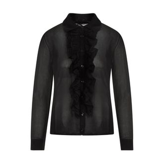 Tom Ford Viskose-Hemd mit R&uuml;schenkragen - - Blouses & Shirts - Damen - Schwarzk - M
