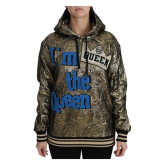Dolce & Gabbana Im The Queen Jaquard Gold Sweatshirt Hoodie - - Sweatshirts & Hoodies - Damen - Mehrfarbig - M