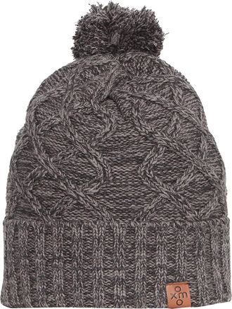 Oxmo Pom Damen Wintermütze Beanie Mütze aus 100% Baumwolle Grobstrick, Größe:ONE, Farbe:Dark Grey (792890)