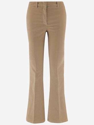 Ql2 Quelledue Womens Stretch Cotton Corduroy Trousers Beige
