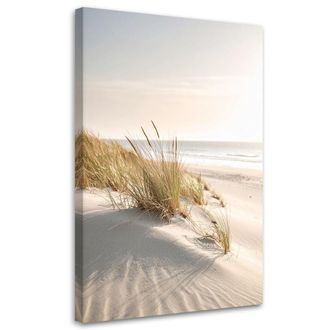 Feeby Wandbild - Wohnzimmer Modern Deko - Strand Meer D&uuml;nen Natur Pflanzen - 70x100 1tlg - Bilder Leinwand - Bild auf Leinwand Schlafzimmer - Leinwandbilder
