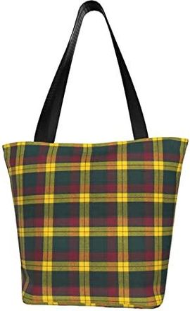 AOOEDM Tote Bag &Eacute;cossais Tartan Plaid Sacs &agrave; provisions Petit sac de march&eacute; r&eacute;utilisable Sacs fourre-tout de plage Sacs de voyage