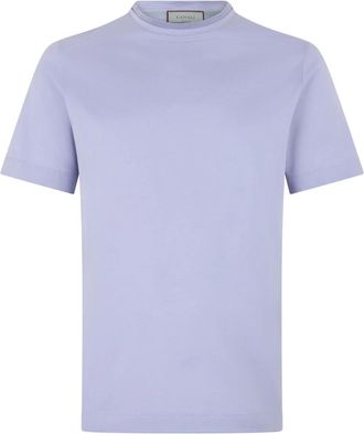 Canali Homme, Tops, Violet, Taille: M T-shirt &agrave; Manches Courtes en Jersey de Coton