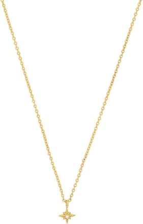 Amor Kette mit Anhänger 925 Sterling Silber Damen Halsschmuck, mit Zirkonia synth., 38+5 cm, Gold, Stern, Kommt in Schmuck Geschenk Box, 2032783