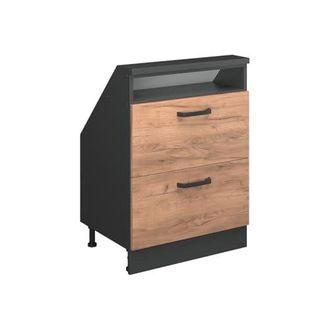 Vicco Meuble de Rangement sous Pente Rion, Ch&ecirc;ne dor&eacute;/Anthracite, avec 2 tiroirs