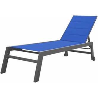Happy Garden Happy Garden - Bain de soleil barbados en textil&egrave;ne bleu fonc&eacute; - aluminium anthracite