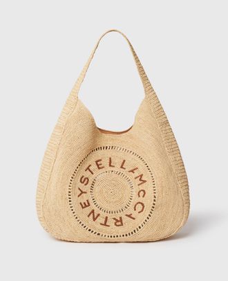 Stella McCartney Logo Raffia Slouchy Large Tote Bag