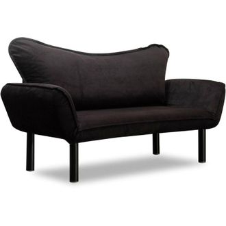 Dmora Zweisitzer-Schlafsofa Hone, Stauraum, Armlehnen, 2 Sitzpl&auml;tze, 140x65 cm Schwarz
