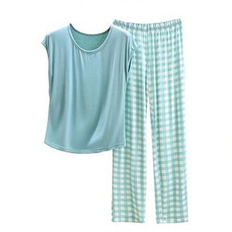 Generic Ensemble 2 pi&egrave;ces pour femme - Tenue d&eacute;t&eacute; sans manches &agrave; col rond - Pantalon court &agrave; jambes larges - Tenues de vacances - Surv&ecirc;tement pour femme - Pan