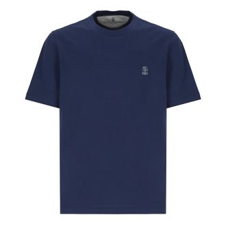 Brunello Cucinelli T-Shirt mit Rundhalsausschnitt - - Tops - Herren - Blau - M
